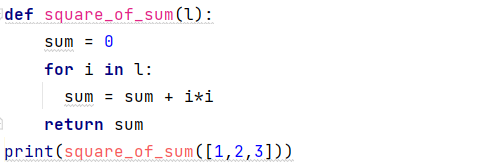 请定义一个square_of_sum()函数，它接收一个list，返回list中每个元素平方的和。_定义一个函数,它接受一个列表,返回列表中 ...