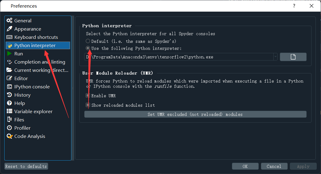 Spyder 更换新建的python虚拟环境_spyder切换虚拟环境-CSDN博客