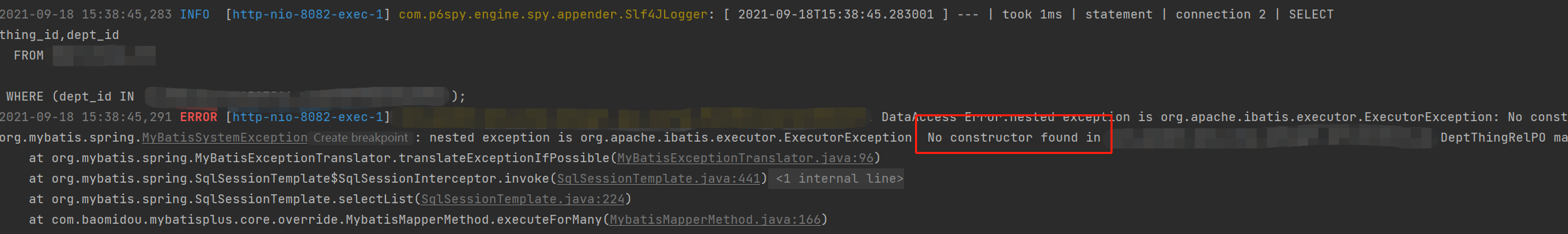 mybatis plus 查询指定字段 报错 IndexOutOfBoundsException ：Index 1 out of bounds for length 1-CSDN博客