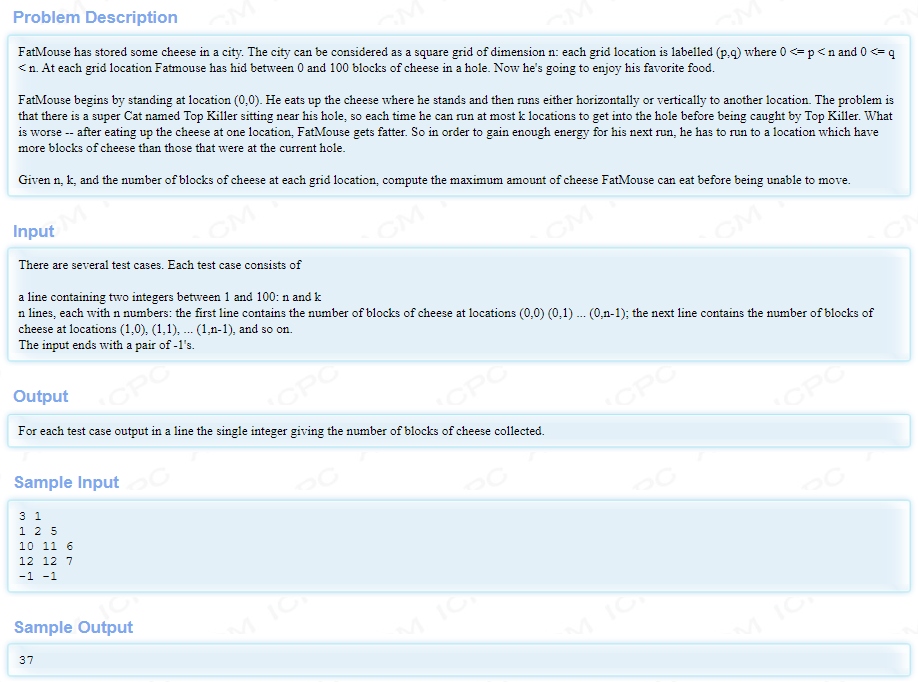 HDOJ 1078 FatMouse and Cheese_hdoj1078-CSDN博客
