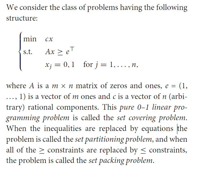 Set Covering, Packing and Partitioning Problems_set covering problem-CSDN博客