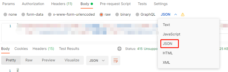 使用Postman做接口测试时报415错的原因及解决方法_postman 415-CSDN博客
