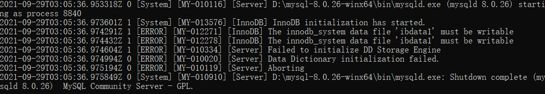 Mysql出现 Shutdown complete (mysqld 8.0.26) MySQL Community Server - GPL问题-CSDN博客