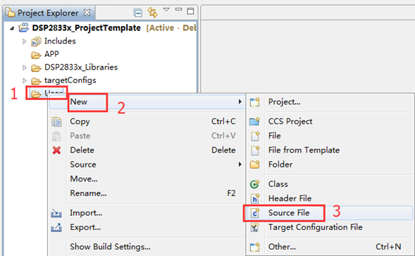 DSP工程模板创建（CCS6.1.3）_ccs添加c文件-CSDN博客