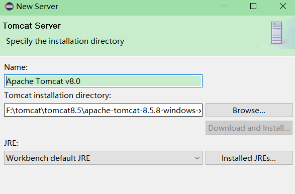 The Apache Tomcat installation at this directory is version 8.5.8. A Tomcat 8.0 installation is ...