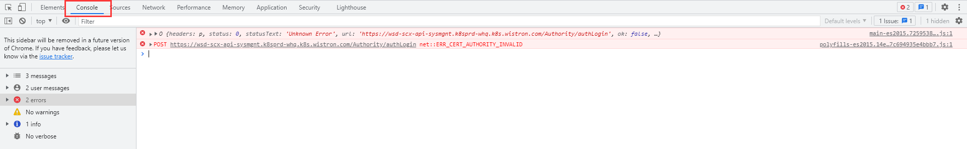 Failed to load resource: net::ERR_CERT_AUTHORITY_INVALID_failed to load resource: net::err cert ...
