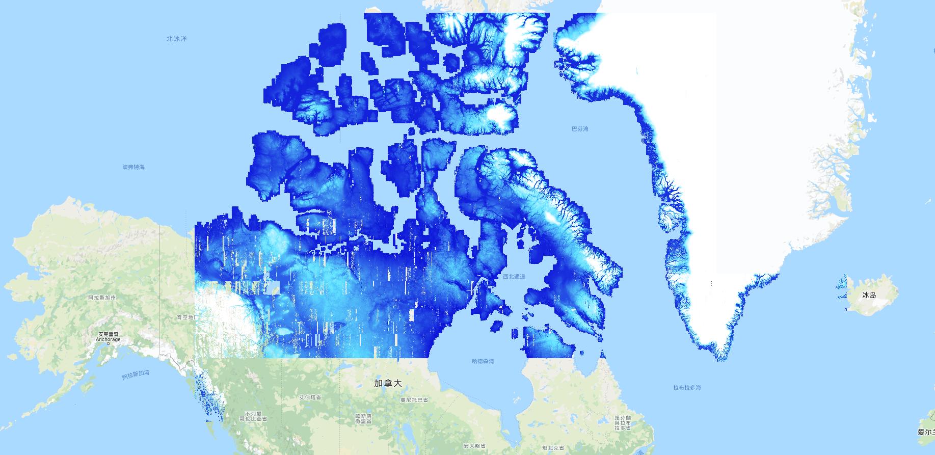 Google Earth Engine——Arctic北极DEM是一个数字表面模型（DSM），描绘了包括植被、树冠、建筑物和其他人造表面特征 ...