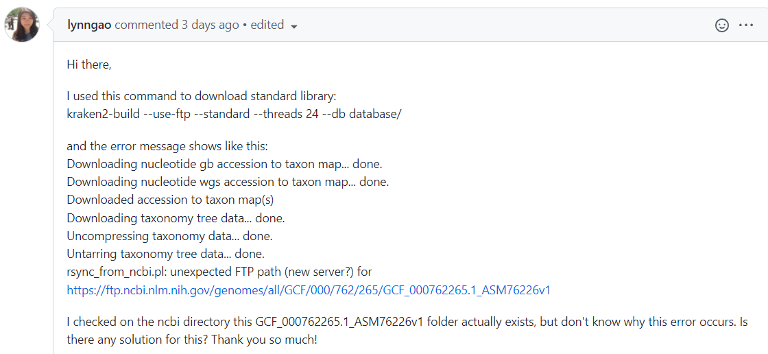关于近期kraken2：rsync_from_ncbi.pl: unexpected FTP path (new server?) 的报错对策_newserver报错-CSDN博客