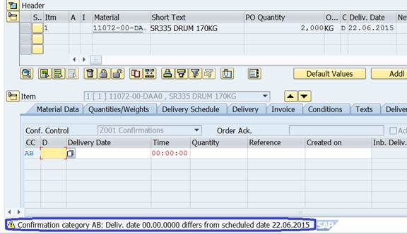 SAP MM PO 如果有了Confirmation记录就不能修改 Confirmation Control Key.-CSDN博客