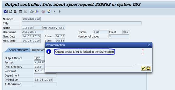 SAP Basis Error Message - Output device LP01 is locked in the SAP system-CSDN博客