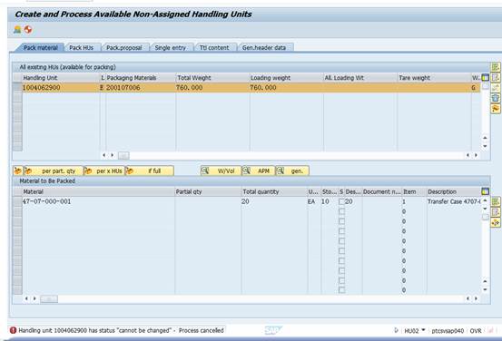 SAP HU02 to Unpack for HU, Need Transfer HU to Package Storage Type ...