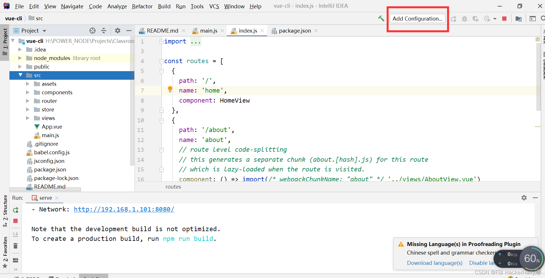 安装node.js后进行的操作（配置node环境变量、npm镜像加速、安装vue-cli项目脚手架、在IDEA中打开并运行脚手架、安装ElementPlus、新建路由）_idea配置node的 ...