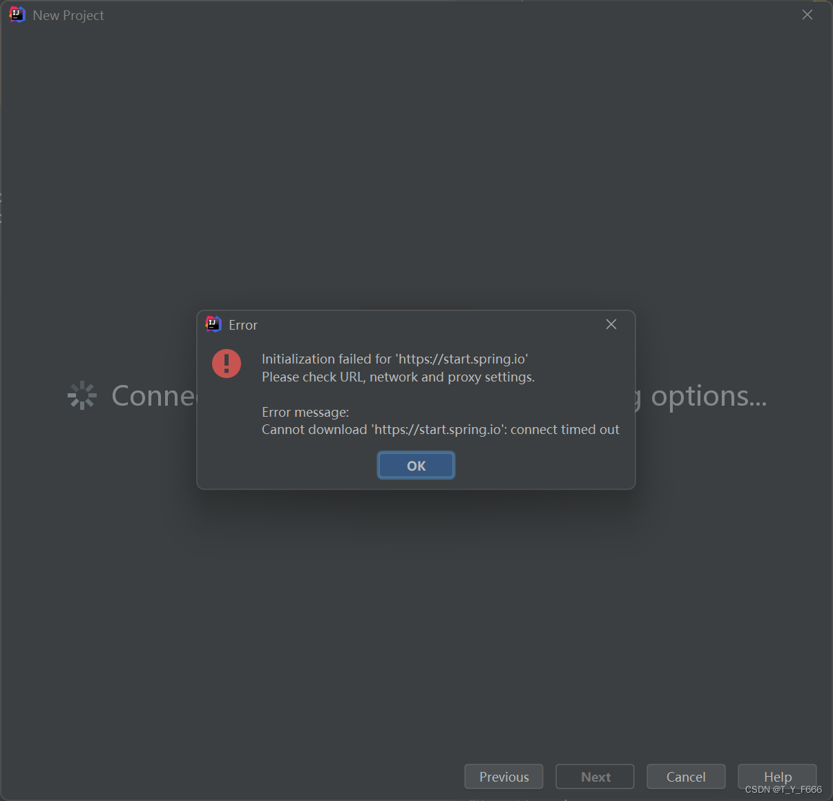 Initialization failed for ‘https://start.spring.io‘ Please check URL, network and proxy settings ...