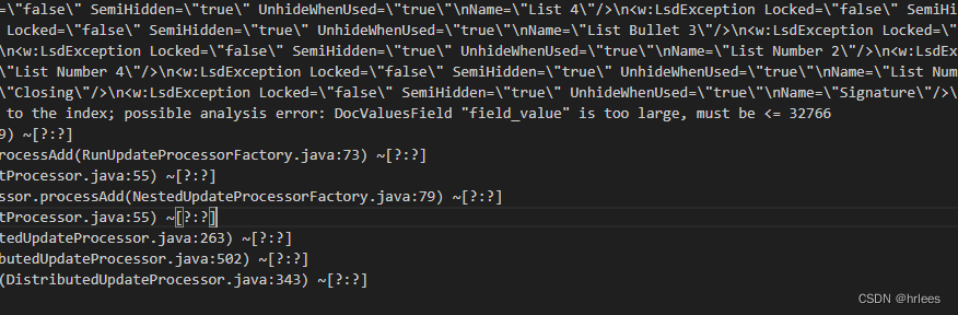 Solr logs日志中报Error creating document DocValuesField “field_value“ is too large, must be ＜= 32766 ...