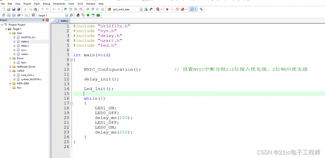 [技术文档]HK32F103VET6点亮LED-CSDN博客