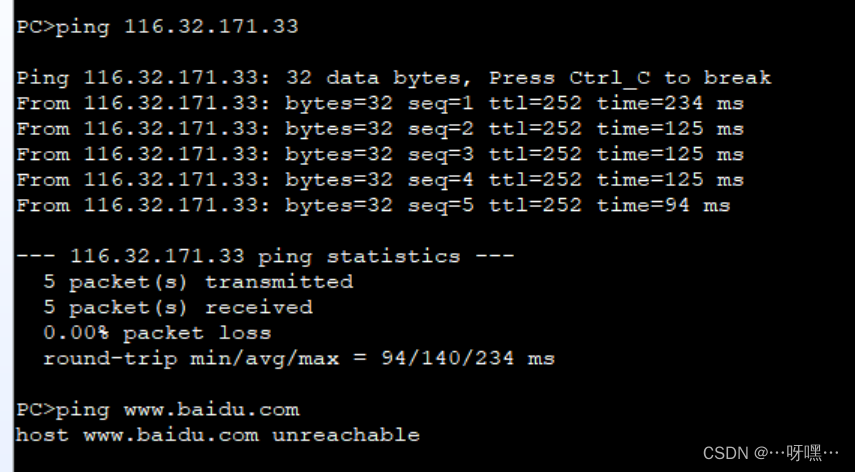 【eNSP记录1】：ensp配置，ping服务器IP地址成功，ping域名报错“host www.baidu.com unreachable”_ensppcping不通百度-CSDN博客