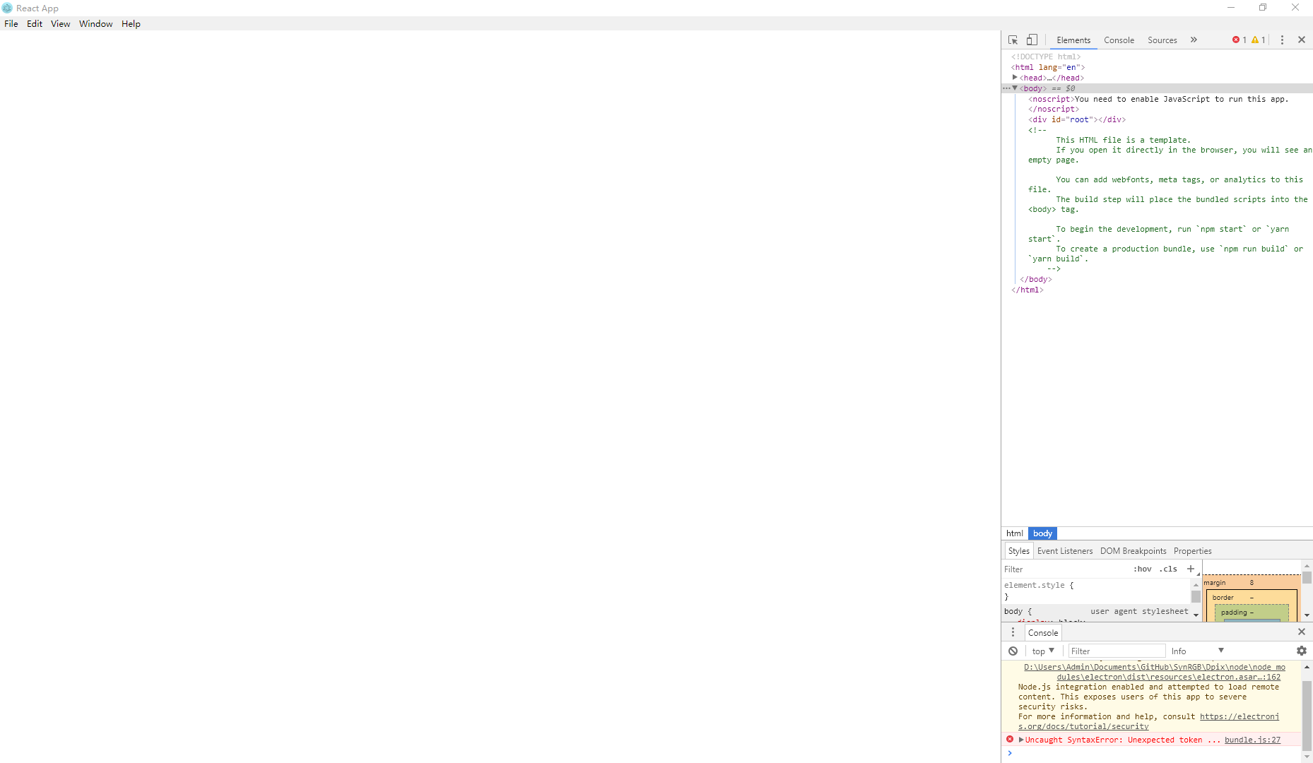 解决 Electron + React 白屏_electron react项目白屏-CSDN博客