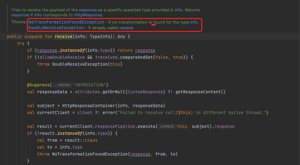 No transformation found: class io.ktor.utils.io.ByteBufferChannel -＞ class com.example.plugins ...