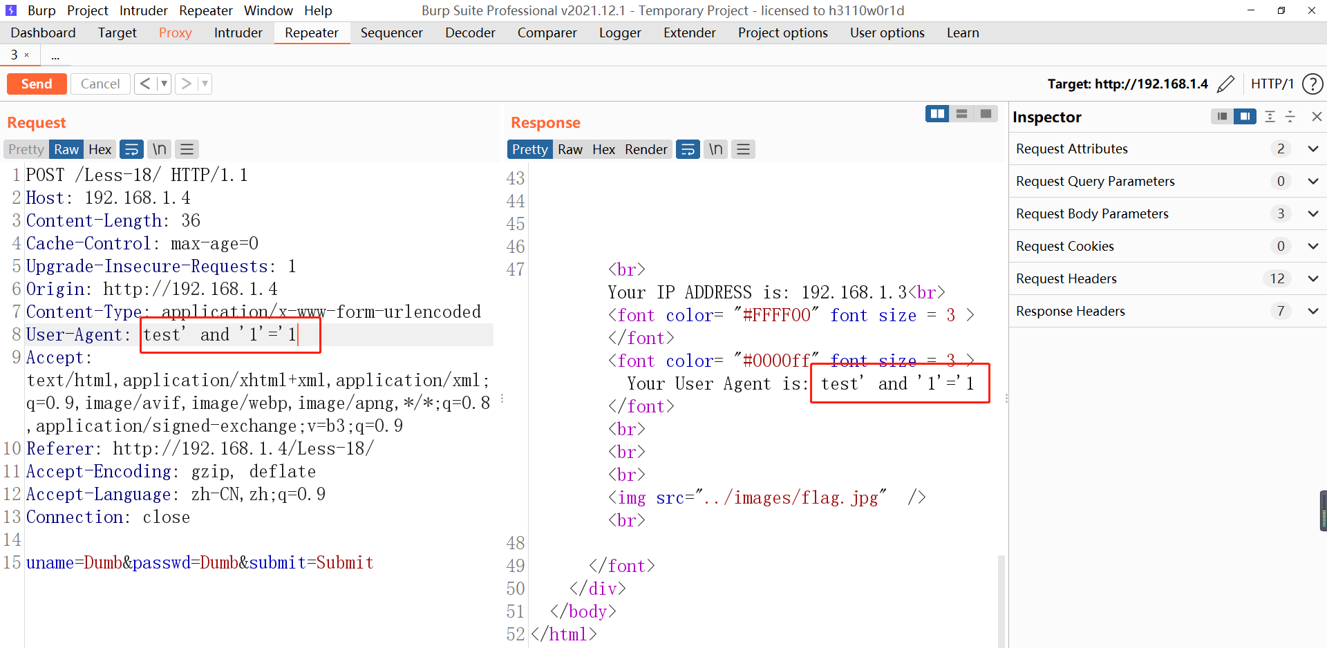 【SQL注入12】User-Agent 注入基础及实践（基于BurpSuite工具和Sqli-labs-less18靶机平台）_user-agent注入-CSDN博客