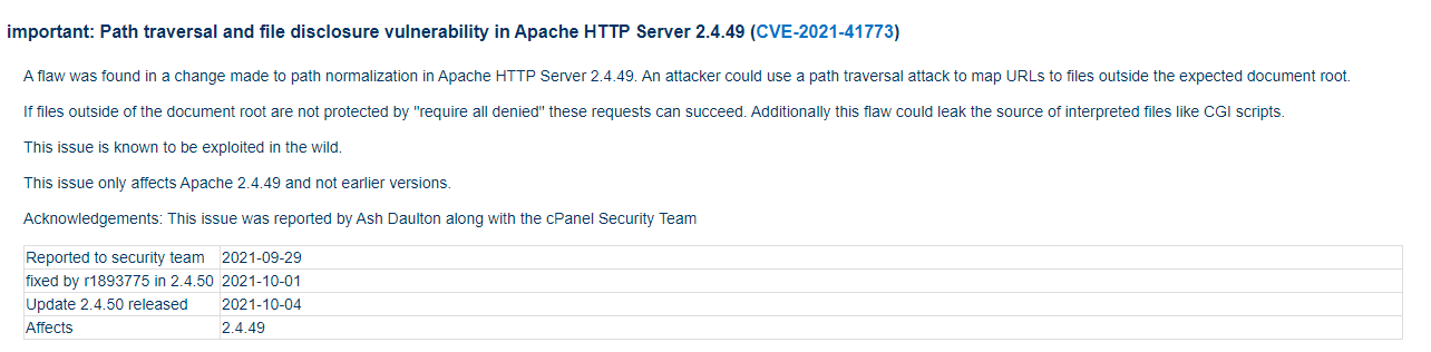 CVE-2021-41773/Apache HTTP Server 路径穿越漏洞_cve-2021-41773 影响-CSDN博客