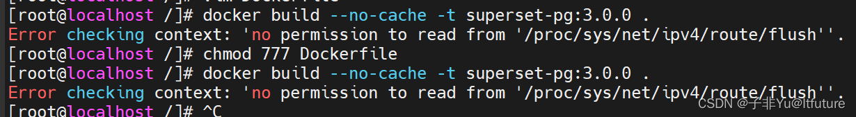 【Docker】docker build: Error checking context is accessible: ‘no permission to read from ‘proc ...