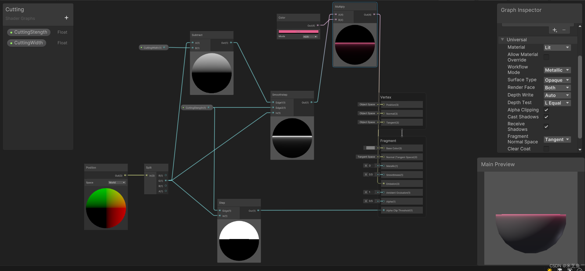 ShaderGraph简单切割效果_shadergraph 裁剪-CSDN博客