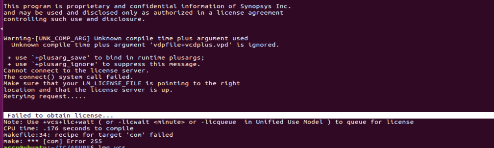 VCS仿真 Failed to obtain license..._vcs failed to obtain license-CSDN博客