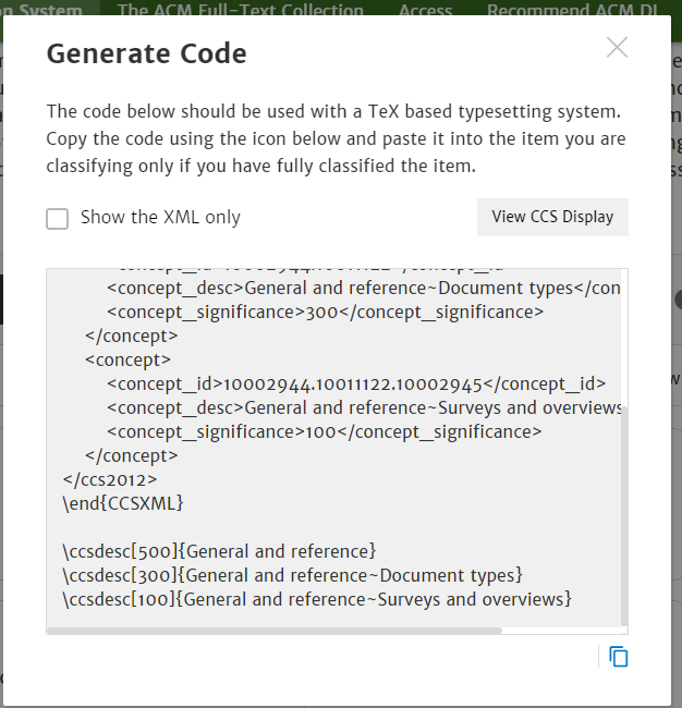 ACM latex模板中的CCSXML （即：CCS Concept）怎么填？_ccs concepts-CSDN博客