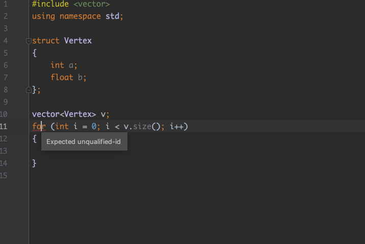 C++ Clang编译时报错：error: expected unqualified-id_error: expected ...