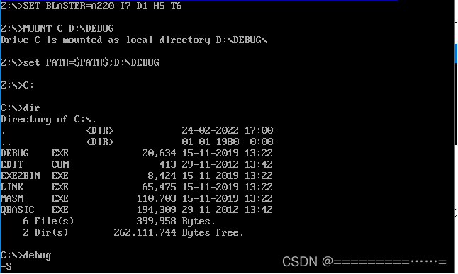 实验一、实验环境dosbox安装debug调试程序功能debug怎么安装 Csdn博客