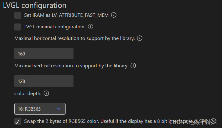 ESP32开发路程LVGL篇（一）——移植完整过程，花屏问题解决，ST7735显示方向_st7735花屏-CSDN博客