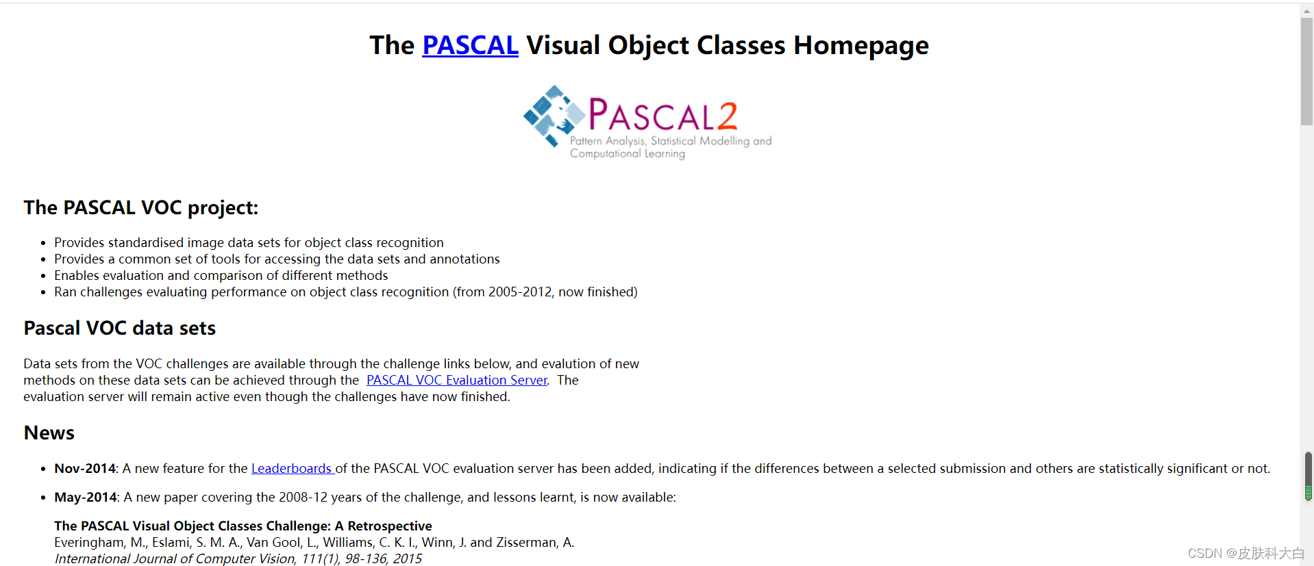 Visual Object Class介绍PASCAL VOC数据集-CSDN博客