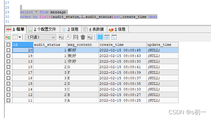 Mysql按指定字段的某个指定值排序,其他值自然排序 Mysql 根据字段中特定值进行排序排序 Csdn博客