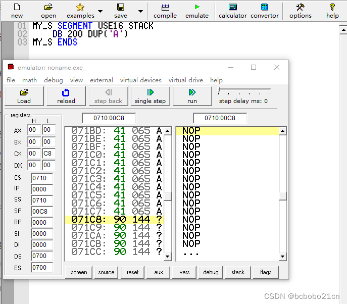 汇编语言堆栈学习1_emu8086堆栈内容-CSDN博客