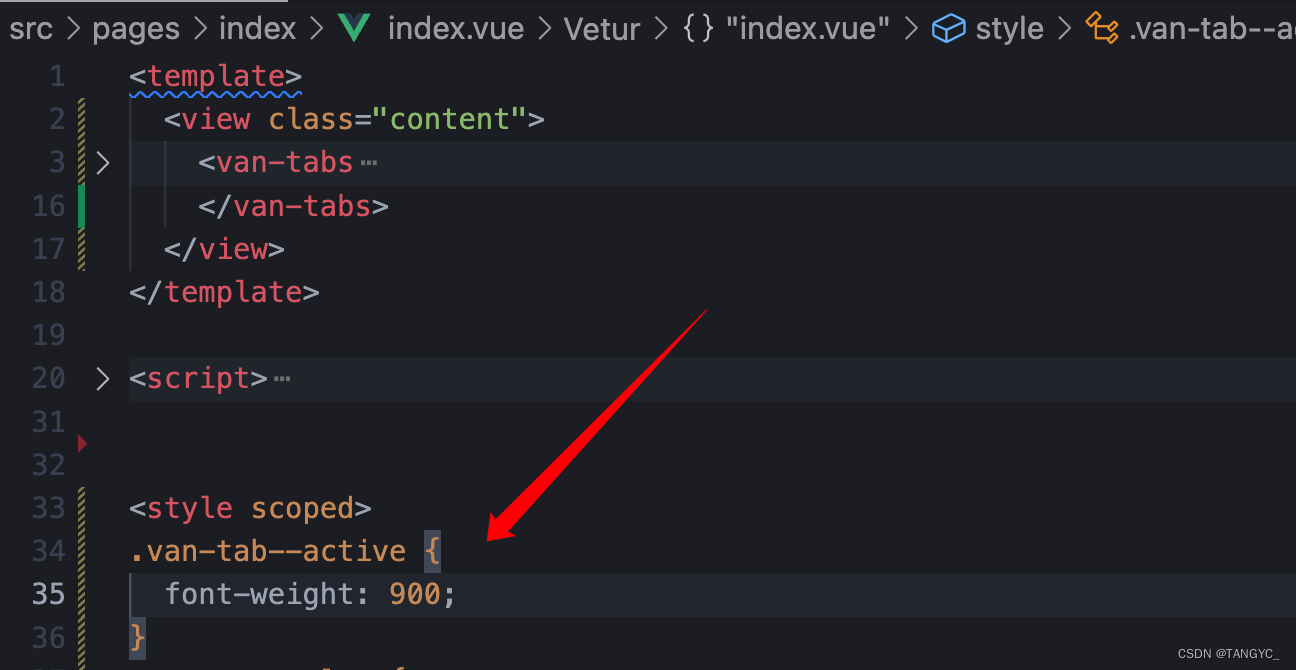 更改vant的组件的样式，比如设置选中状态的字体加粗_vant4 tabs 选中样式-CSDN博客