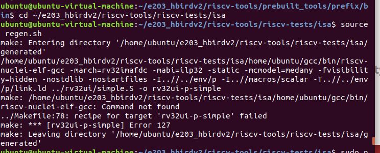 解决：riscv-nuclei-elf-gcc: Command not found ../Makefile:78: recipe for target ‘rv32ui-p-simple ...