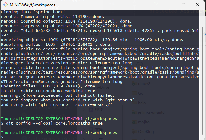 【工具-Git】记录clone springboot源码时的Filename too long报错_git clone spring boot 源码-CSDN博客