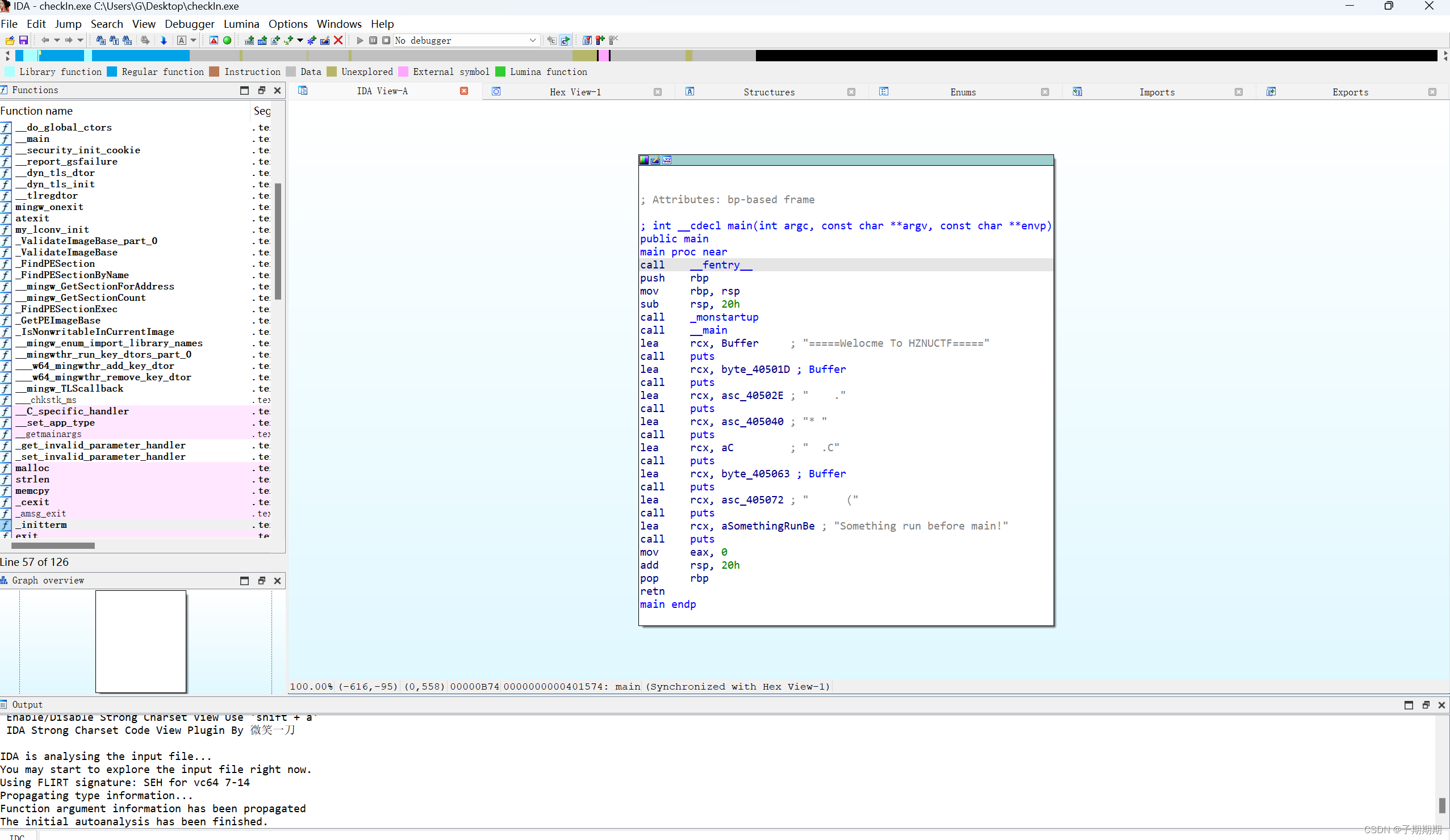 HZNU第四届网安校赛RE第一题checkIn_[hznuctf 2023 preliminary]checkin-CSDN博客