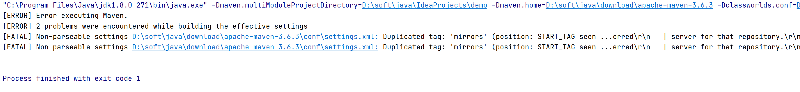 Duplicated tag: ‘mirrors‘ (position: START_TAG seen ...erred\r\n_duplicated tag: 'mirrorof-CSDN博客