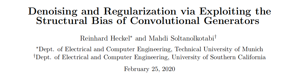 DIP:《Denoising and Regularization via exploiting the structural Bias of Convolutional 》经典文献阅读总结与 ...