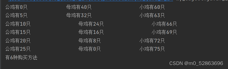 (for 循环)“百钱买百鸡”是我国古代的著名数学题。题目这样描述:3 文 钱可以买1只公鸡,2 文钱可以买一只母鸡,1 文钱可以买3 只小鸡。用100 文买100只鸡python