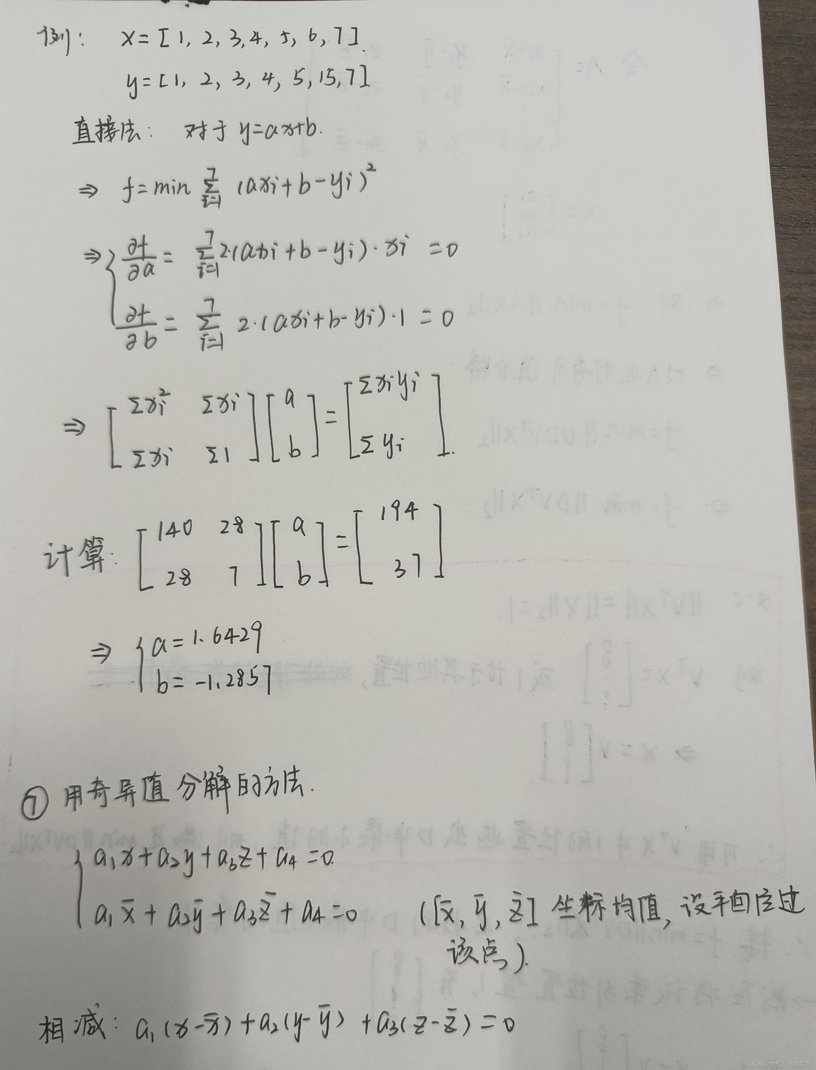 散点拟合平面——最小二乘法平面拟合and奇异值分解法散点 拟合平面 Csdn博客 0351
