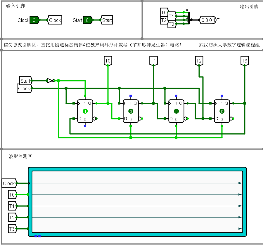 educode寄存器设计与应用之节拍脉冲发生器的设计(在Logisim上实现)_4个dff构成的4位节拍脉冲发生器-CSDN博客