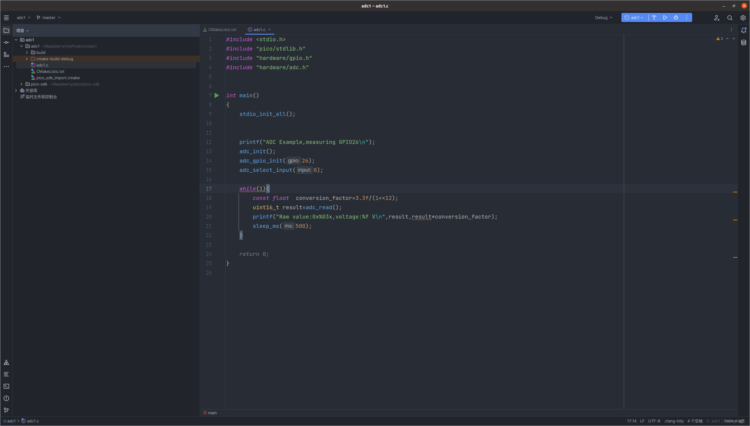 树莓派pico rp2040 ADC的使用-CSDN博客