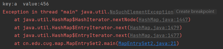 iterator迭代器异常Exception in thread “main” java.util.NoSuchElementException（java遍历EntrySet ...