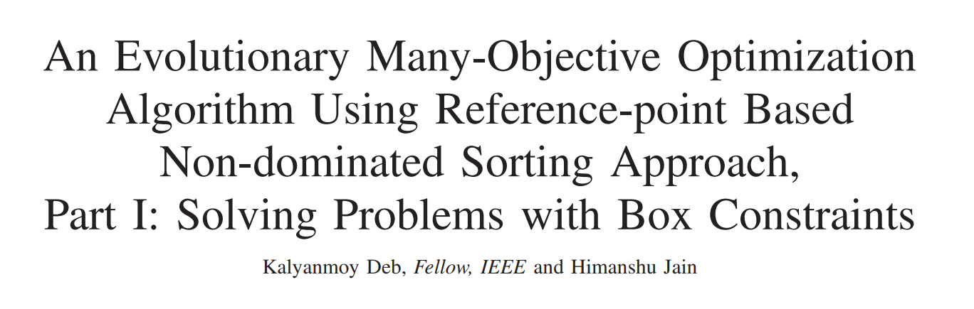 读论文|| An Evolutionary Many-Objective Optimization Algorithm Using Reference-point Based Non ...
