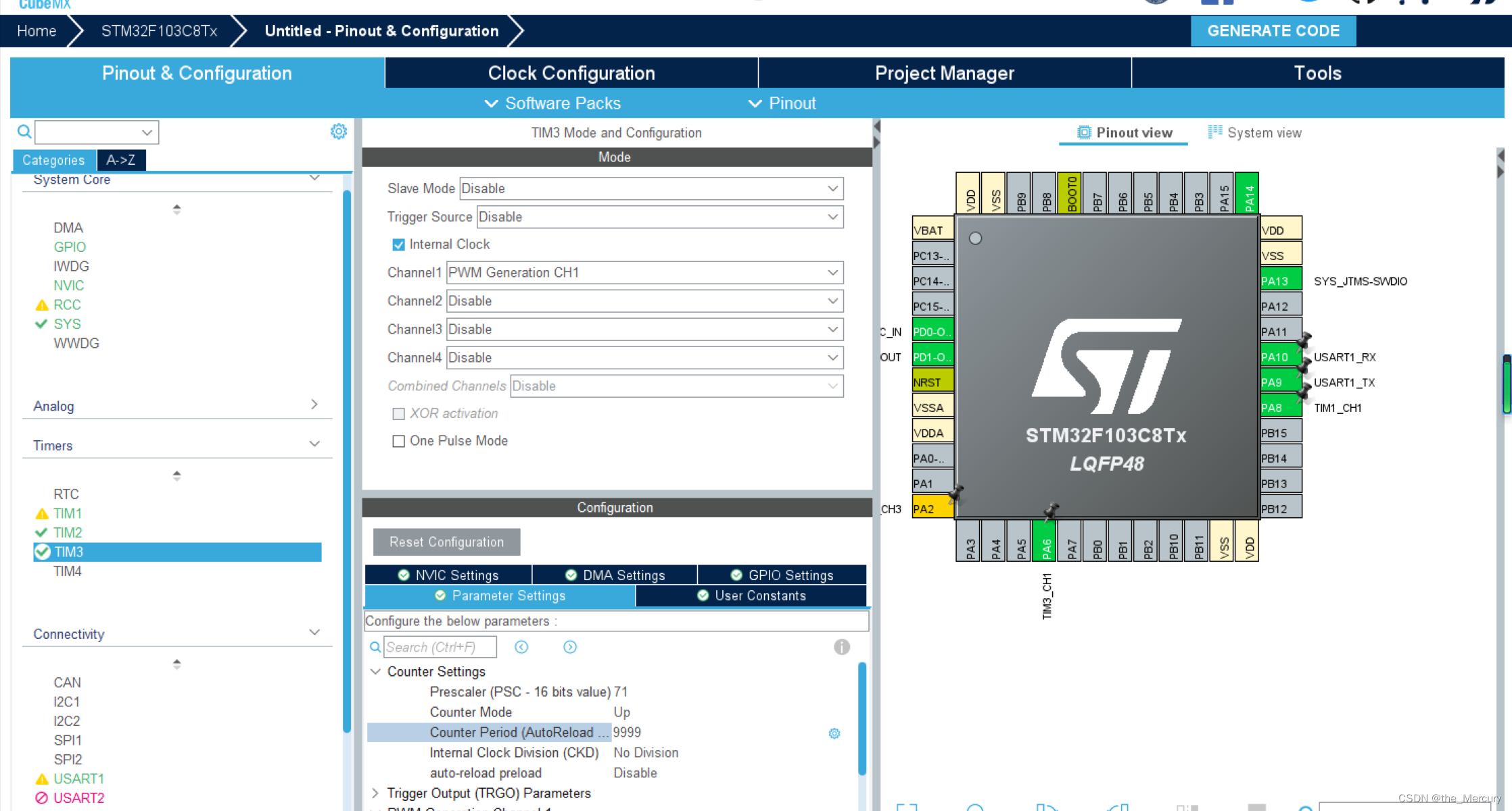 定时器&PWM应用编程_stm32f103 定时器2 通道管脚-CSDN博客