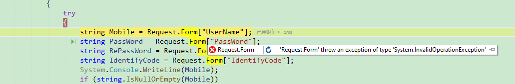 关于提交表单Request.Form = ‘Request.Form‘ threw an exception of type ‘System.InvalidOperationException ...