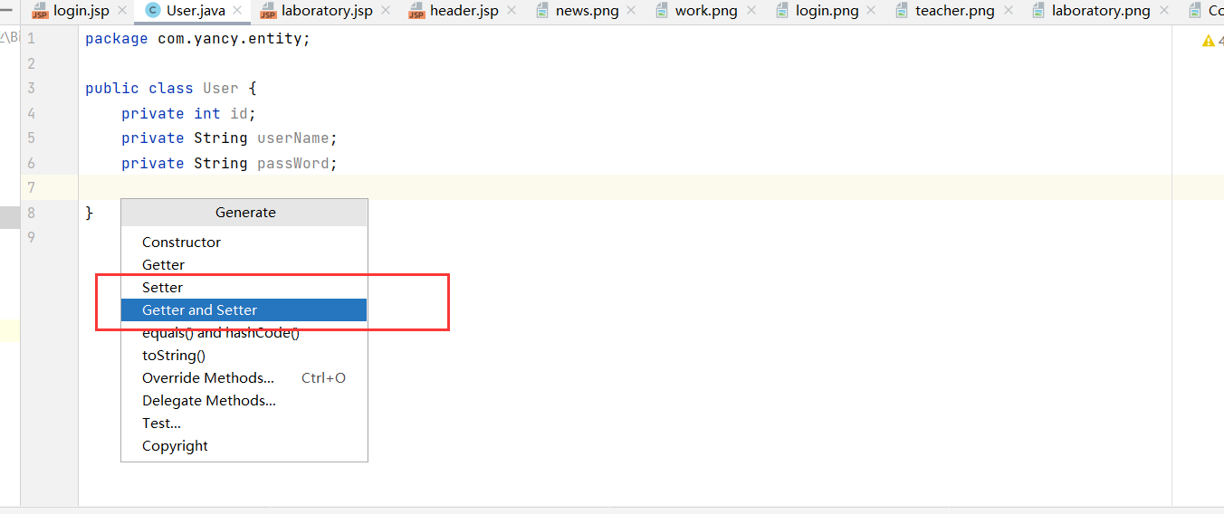 Idea快速创建实体类的Getter和Setter_idea生成getter和setter快捷键-CSDN博客