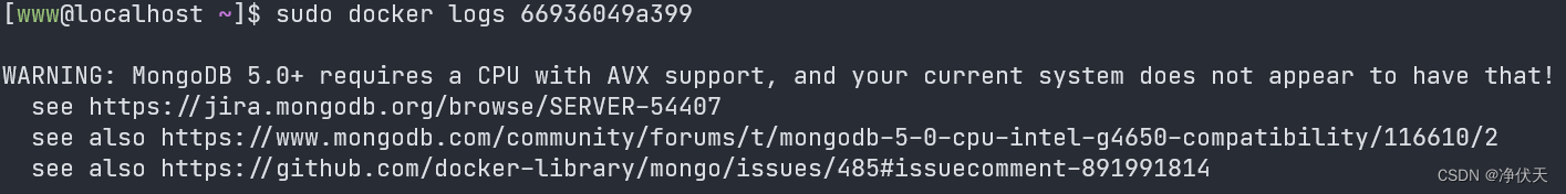MongoDB容器启动失败--AVX_warning: mongodb 5.0+ requires a cpu with avx supp-CSDN博客